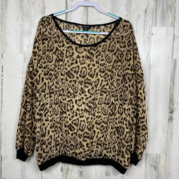 torrid | Tops | Torrid Animal Print Top Tunic Sheer Balloon Sleeves Tan ...